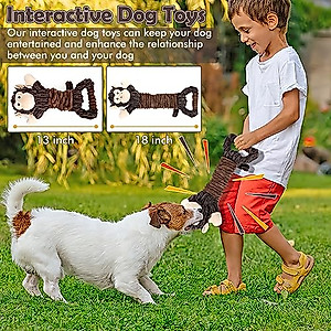 Letsmeet Dog Squeak Toys Plush Dog Toy with Crinkle Paper, Tug of War Pull Interactive Dog Toys for Puppies, Small, Medium, Large Dogs