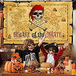 Pirate Party Photography Backdrop Pirate Treasure Map Backdrop Background Pirate Nautical Theme Wall Hanging Tapestry Decoration for Kids Pirate Birthday Party Photo Booth Props Supplies