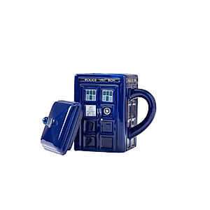 Doctor Who Tardis Mug | Official Ceramic Coffee Mug With Lid | 17 Oz.