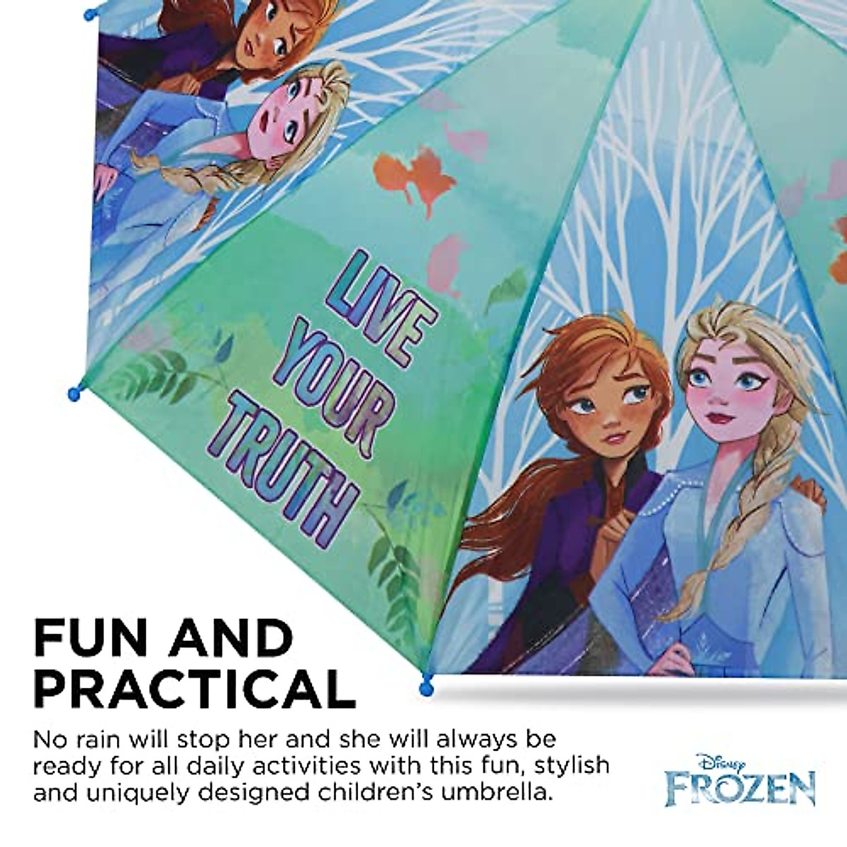 Disney Kids Umbrella, Frozen/Princess/Minnie Mouse Toddler and Little Girl Rain Wear for Ages 3-6 Umbrella, Frozen, 7-Mar US