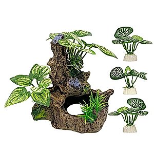 Smoothedo-Pets Betta Fish Tank Cave Decorations Aquarium Decoration Ornaments Accessories Betta Leaf pad Hammock (Fish Cave Toy-A)