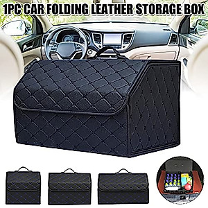 Car Storage Bag Pu Leather Trunk Organizer Box Bags Folding Car Trunk Stowing Portable Boxes (48cm)