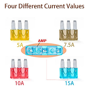 SINBRLAI AMP Micro 3 Fuse, 3 Prong Micro Blade Fuse, Applicable to The Maintenance, Replacement of Car, Automobile Trucks, Ships, Automotive Lighting (60PCS)