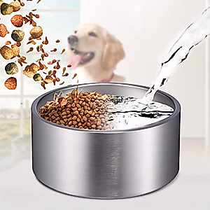 100 OZ Large Dog Water Bowl Stainless Steel Dog Bowls No Spill Heavy Dog Food Bowls with Non-Slip Rubber Bottom Double Wall Insulated Metal Pet Cold Water Bowl Dog Bowls for Large Dogs Outdoor