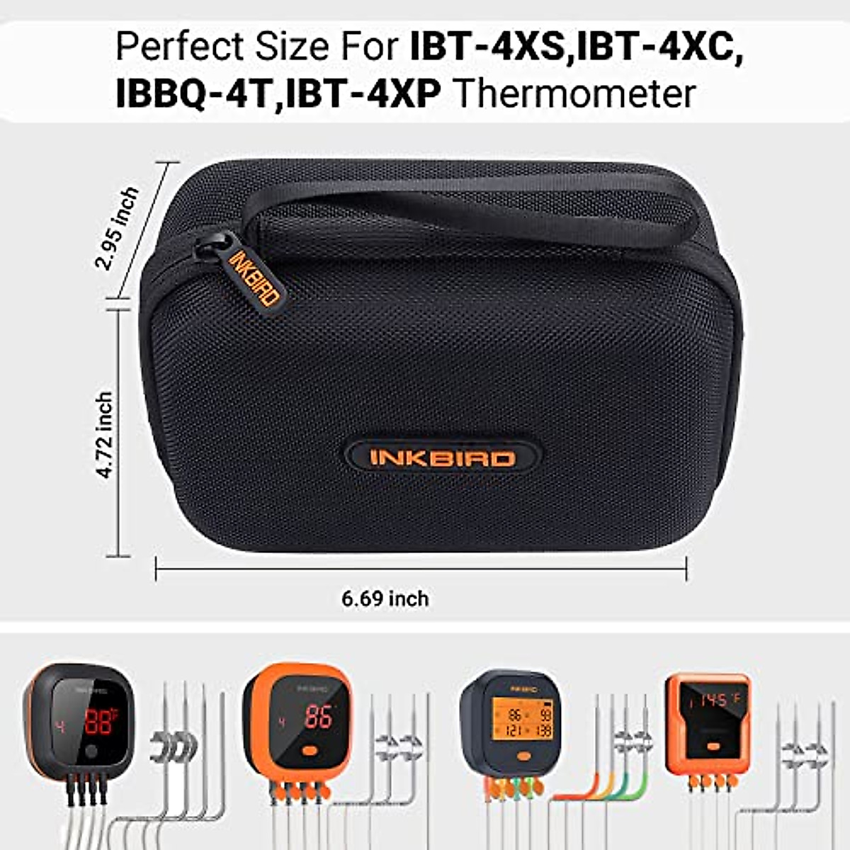 6.7x4.7x3 Inch Carrying Case for Grill Thermometer IBT-4XS, IBBQ-4T, IBT-4XC,IBT-4XP, INKBIRD Hard Drive Protective Carrying Case, EVA Storage Case for Thermometer ThermoPro & Soraken & Weber