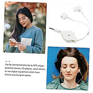 KICHOUSE in-Ear Earphone Noise Cancelling Headphone Wired Noise Cancelling Headphones Wired Earphones Headphone Wrap Retractable Headset Earplugs Wiring Storage White Retractable Earphone