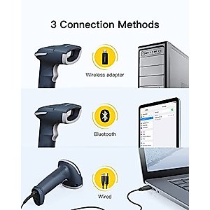 Inateck QR Code Scanner, 2D Wireless Barcode Scanner, 3 in 1 Barcode Reader, Screen Scanning, BCST-55