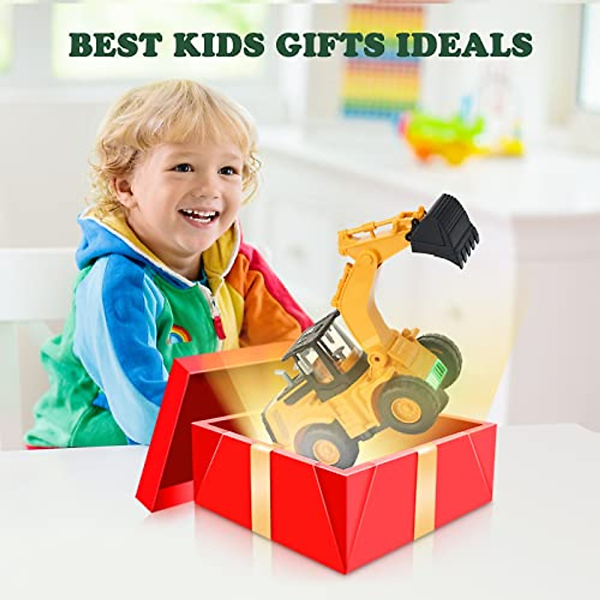 Kizeefun Excavator Truck Kids Toys: Construction 2-5 Toddler Toys Digger Truck with Electric Universal Wheel Children Car Toys with Light and Music Birthday Christmas for 2 3 4 5 Years Old Boy