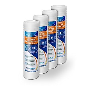 Grooved Sediment Water Filter Cartridge by Ronaqua 10"x 2.5", Four Layers of Filtration, Removes Sand, Dirt, Silt, Rust, made from Polypropylene (4 Pack, 1 Micron)