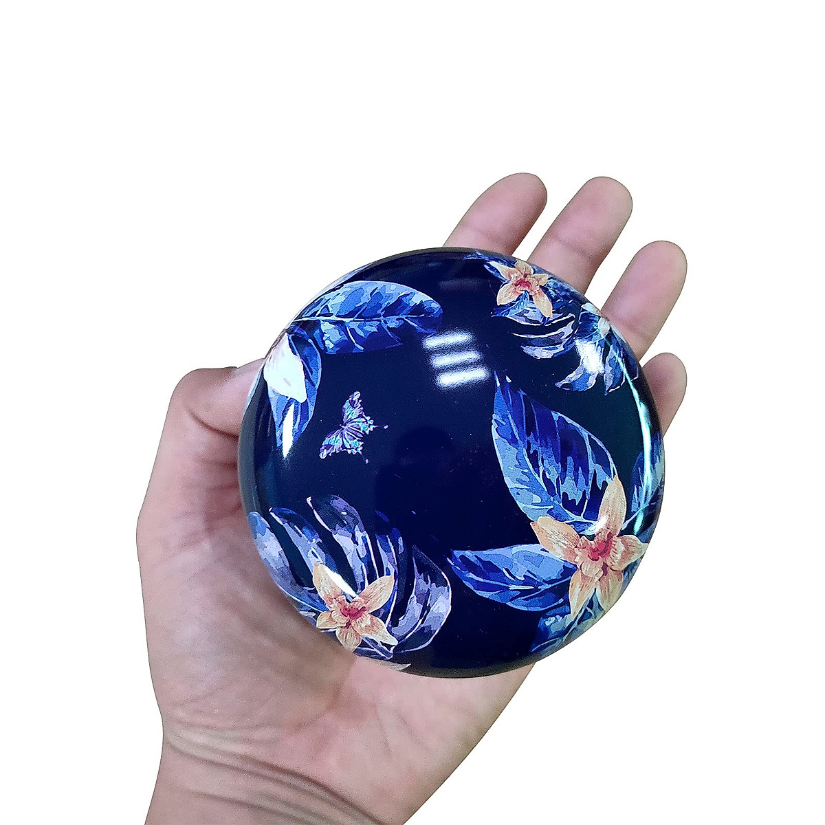 Topwon 3.15" Powder Case with Puff, BPA Free, Fluffy Plush Powder Puffs Container, Baby Women's Body Loose Dusting Dry Powder Box, Travel&Home Use, Blue Flower