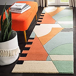 SAFAVIEH Rodeo Drive Collection 7'6" x 9'6" Gold RD863A Handmade Mid-Century Modern Abstract Wool Area Rug