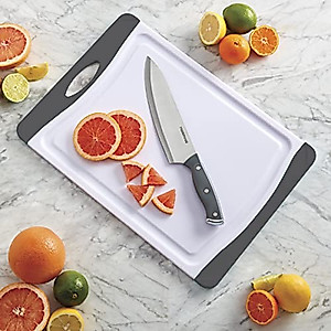 Farberware Nonslip Poly Cutting Board, 12x17-Inch, Gray and White