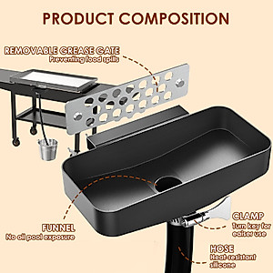 BSTTEK Rear Grease Drainage Funnel for Blackstone Griddle 36 inch with Magnetic Grease Gate, Creative Blackstone Accessories Cup Liners Saving Compatible with Hood, Wind Guard