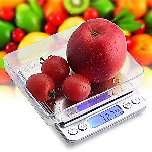 Emoly Food Scale,Digital Kitchen Scale, Mini Size Food Scale 500g/ 0.01g - High Precision Jewelry Weight Scale with Platform, Stainless Steel, LCD Display, Tare，Pcs Features（Does not include battery）