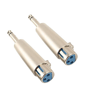 Devinal Professional 6.35mm 1/4 Inch Mono Male Plug to 3 Pin XLR Female Jack Stereo Audio Microphone Adapter Converter Connector (2 Pack)