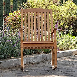 Cambridge Casual Wooden Arie Patio Porch Rocking Chair for Outdoor, Single Item/Natural Teak