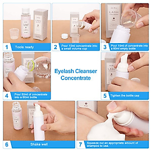 AuReve Lash Shampoo for Lash Extensions Eyelash Cleanser Concentrate 80ml Lash Extension Cleaner, Non-lrritating Cleaning Kits, Lash Bath Lash Soap Lash Shampoo Kit (Unscented)