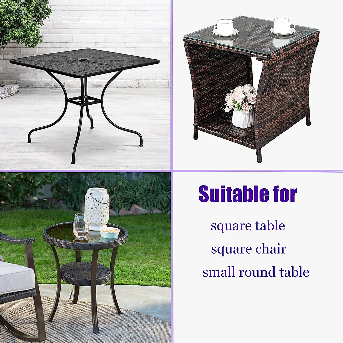 J&C Patio Furniture Cover, Outdoor Square Patio Furniture Set Covers Furniture Table Cover, Black Durable Waterproof Dust Proof Protection Covers for Garden Lawn Furniture Sets (35.5x35.in-420D)