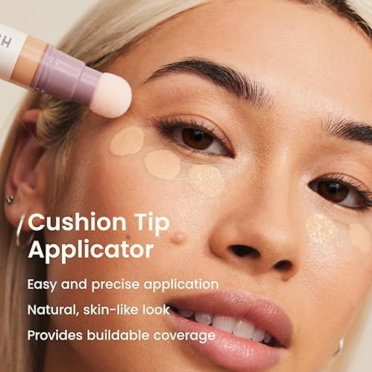 JOAH Perfect Complexion Under Eye Concealer and Hydrating Serum, Korean Makeup for Dark Circles and Puffiness, Peptide Serum with Medium Coverage, Cushion Tip Applicator