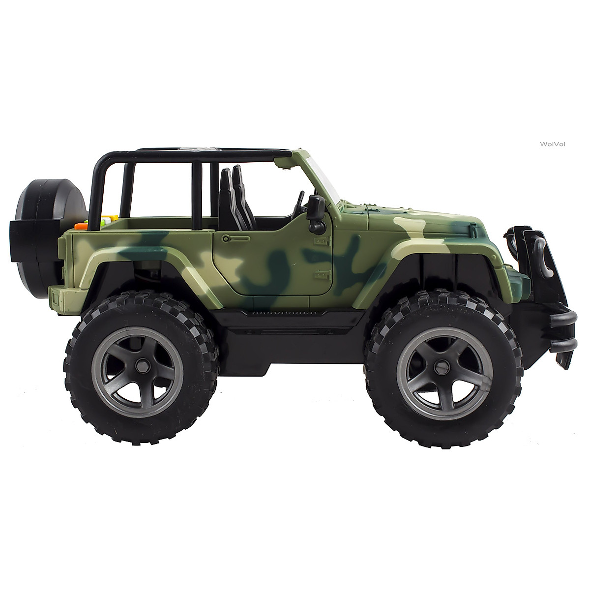 WolVolk Off-Road Military Fighter Car Toy - Friction Powered Toy Vehicle with Fun Lights & Sounds - 2 Doors Open - Great Gift for All Occasions for Kids Boys & Girl