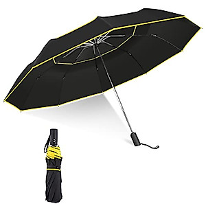 Kalolary Extra Large Golf Umbrella Automatic Open Folding Umbrella Windproof Compact Large Double Canopy Umbrella Travel Folding Umbrella Strong Oversized Rain Umbrellas for Home Family Use (Black)