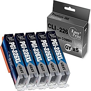 EASYPRINT Compatible (5-Pack, 5X Gray) PGI225XL CLI226XL PGI-225XL CLI-226XL Ink Cartridges 225XL 226XL for Canon PIXMA MG6110 MG6120 MG6220 MG8120 MG8120B MG8220