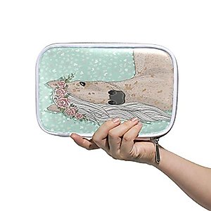 Bolaz Flower Horse Large Pencil Case, Pen Case Office College School Large Storage Capacity Bag Cosmetic Bag Pouch Box