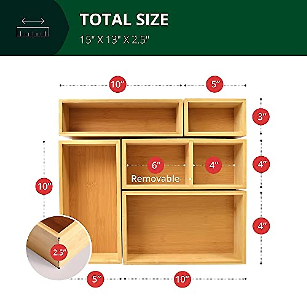 ROYAL CRAFT WOOD Storage Box Set of 5 and Dish Drying Rack