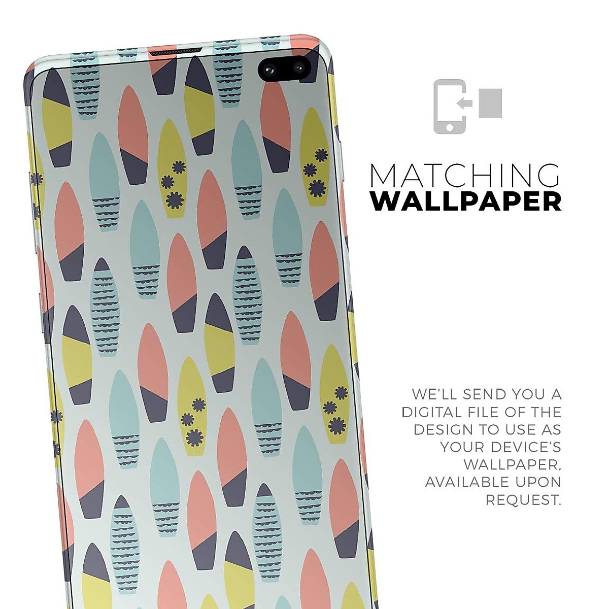 DesignSkinz Vibrant Colored Surfboard Pattern Protective Vinyl Decal Wrap Skin Cover Compatible with The Samsung Galaxy S20 (Screen Trim & Back Glass Skin)