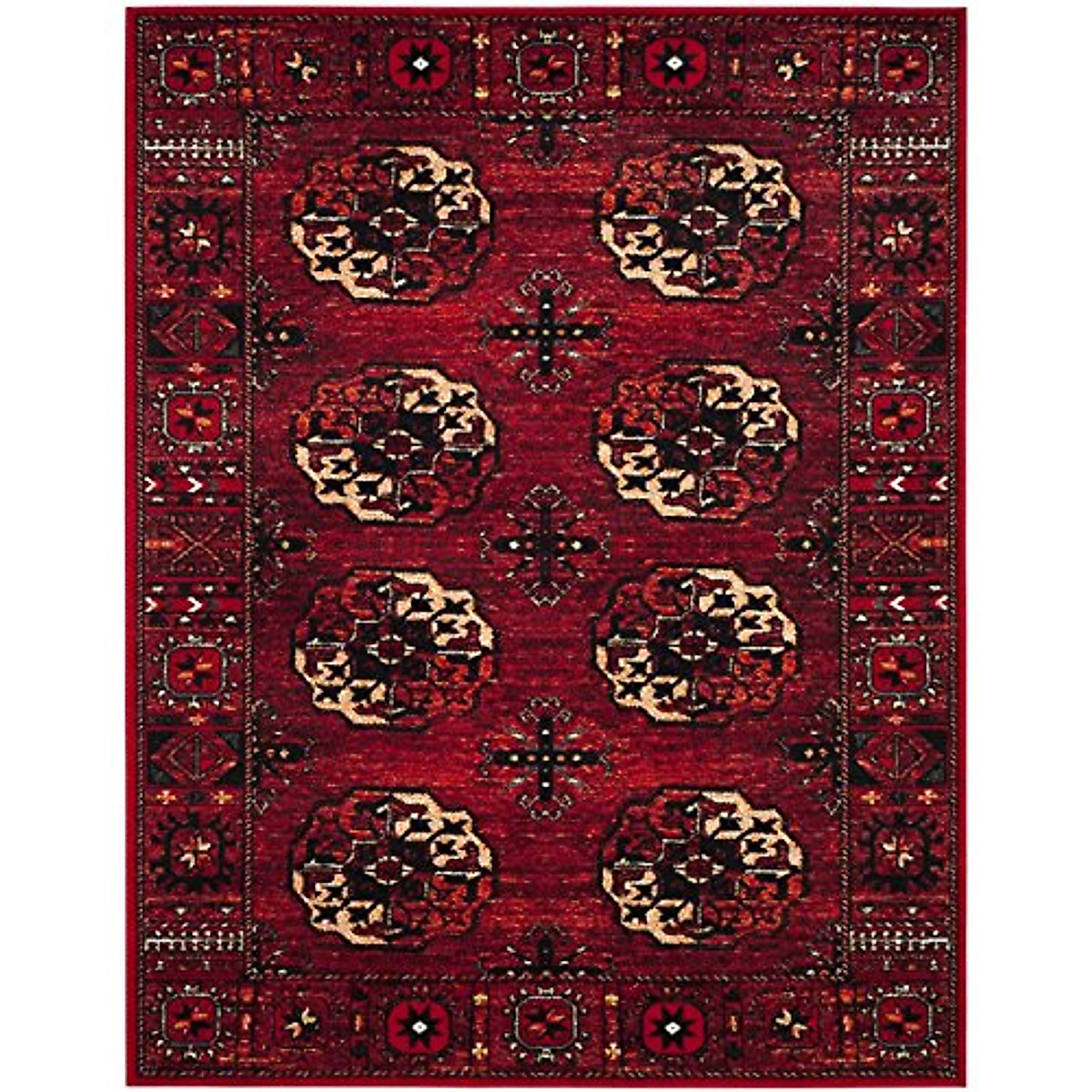 SAFAVIEH Vintage Hamadan Collection 8' x 10' Red / Multi VTH212A Oriental Traditional Persian Non-Shedding Living Room Bedroom Dining Home Office Area Rug