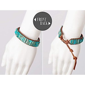 SPUNKYsoul Boho Handmade Wrap Leather Tube Crystal Stone Bracelet for Women (Turquoise)