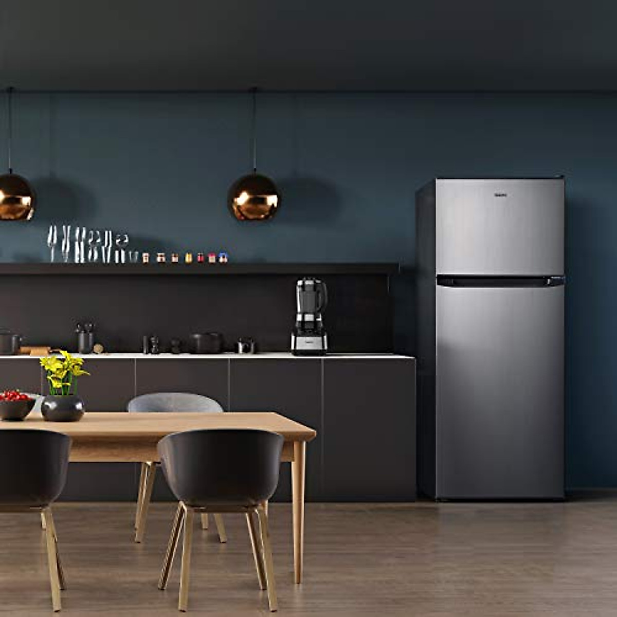 Galanz GLR10TS5F Refrigerator, Adjustable Electrical Thermostat Control with Top Mount Freezer Compartment, 10.0 Cu.Ft, Stainless Steel Look, 10