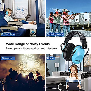 CHAMPS Kids Ear Muffs Earmuff Noise Protection Reduction Headphones for Toddlers Kid Children Teen NRR 25dB Safety Hearing Ear Muff Shooting Range Hunting Season [Blue]
