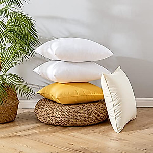 EMEMA Pack of 4 Outdoor Pillow Inserts Waterproof Throw Pillow Premium Fluffy Decorative Cushion Square Inner Soft for Patio Furniture Garden Sleeping Bed Couch Sofa Bedroom 18x18 Inch 45x45 cm