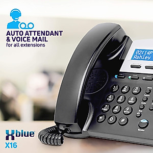 XBLUE X16 Small Business Phone System Bundle with (4) Phones - (6) Outside Line & (16) Phone Capacity - Includes Auto Attendant, Voicemail, Caller ID, Paging & Intercom