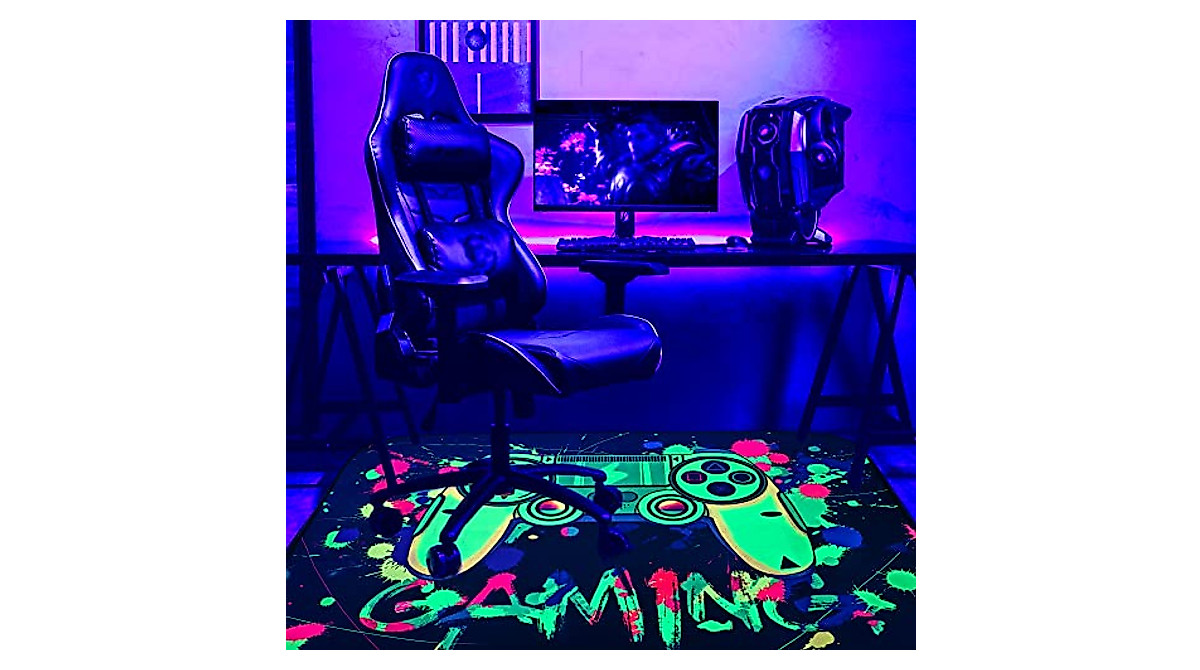 Gaming Room Decor Rug Gamer Rugs for Bedroom UV Reactive Blacklight ...