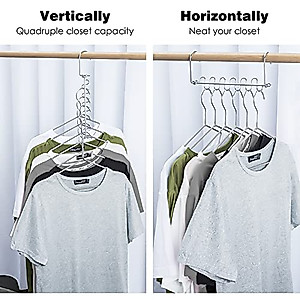 FYY Magic Hangers Space Saving Closet Organizer Clothes Storage Hangers 2 Pack Multifunctional 360°Rotation Stainless Steel Clothes Hanger for Wardrobe Heavy Clothes, Shirts, Pants, Dresses, Coats