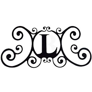 24 Inch House Plaque Letter - Wrought Iron Metal Scrolled Monogram Initial Letter Home Door Wall Hanging Art Decor Family Name Last Name Letter Sign (L, 24 x 11 inches,Thick 2mm) Christmas Gift