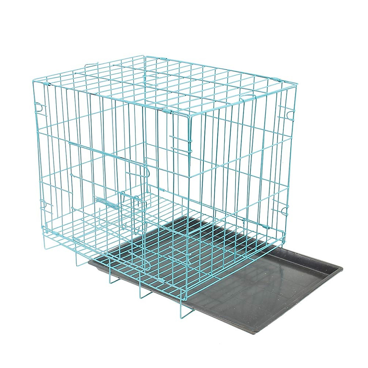 Large Dog Crate Pet Folding Cage Collapsible Dog Cage Indoor Outdoor Dog Crate Small Metal Wire Dog Crate with Leak- Pan Portable Pet Cage for Puppy Cat Rabbit Dog Kennel