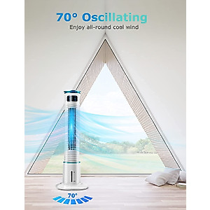 Evaporative Cooler - BREEZEWELL 2 IN 1 Portable Air Cooler, 70°Oscillating Evaporative Cooling Fan, Remote Control w/4 Modes & 3 Speeds, 15H Quiet Timer, Air Conditioner Portable for Room Office, 43IN