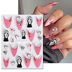 JMEOWIO 3D Embossed Halloween Nail Art Stickers Decals Self-Adhesive Pegatinas Uñas 5D Ghost Pumpkin Spook Nail Supplies Nail Art Design Decoration Accessories 4 Sheets