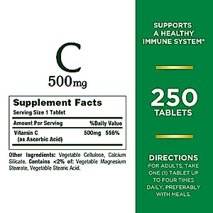 Nature’s Bounty Vitamin C, Immune Support, Tablets, 500mg, 250 Ct