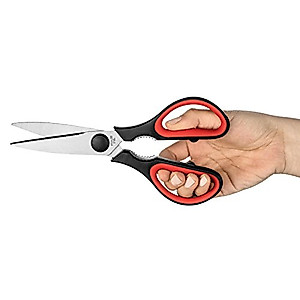 Ultra Sharp Kitchen Cooking Scissors, Heavy Duty, Serrated Stainless Steel Shears, Set of 2, Protective Cap, Dishwasher Safe