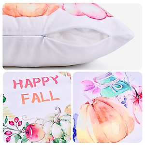 Fall Decor Thanksgiving Pillow Covers 18x18 Set of 4 Autumn Harvest Pumpkin for Sofa Couch,Gifts Fall Decorations for Home Harvest Christmas Thanksgiving Halloween Indoor Outdoor Garden