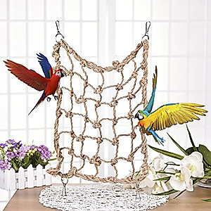 Litewoo Bird Rope Perch Swing Climbing Net Toy Parrot Hammock for Cockatiels Conures Budgie Parakeet Cockatoo Rat Gerbil Chinchilla L