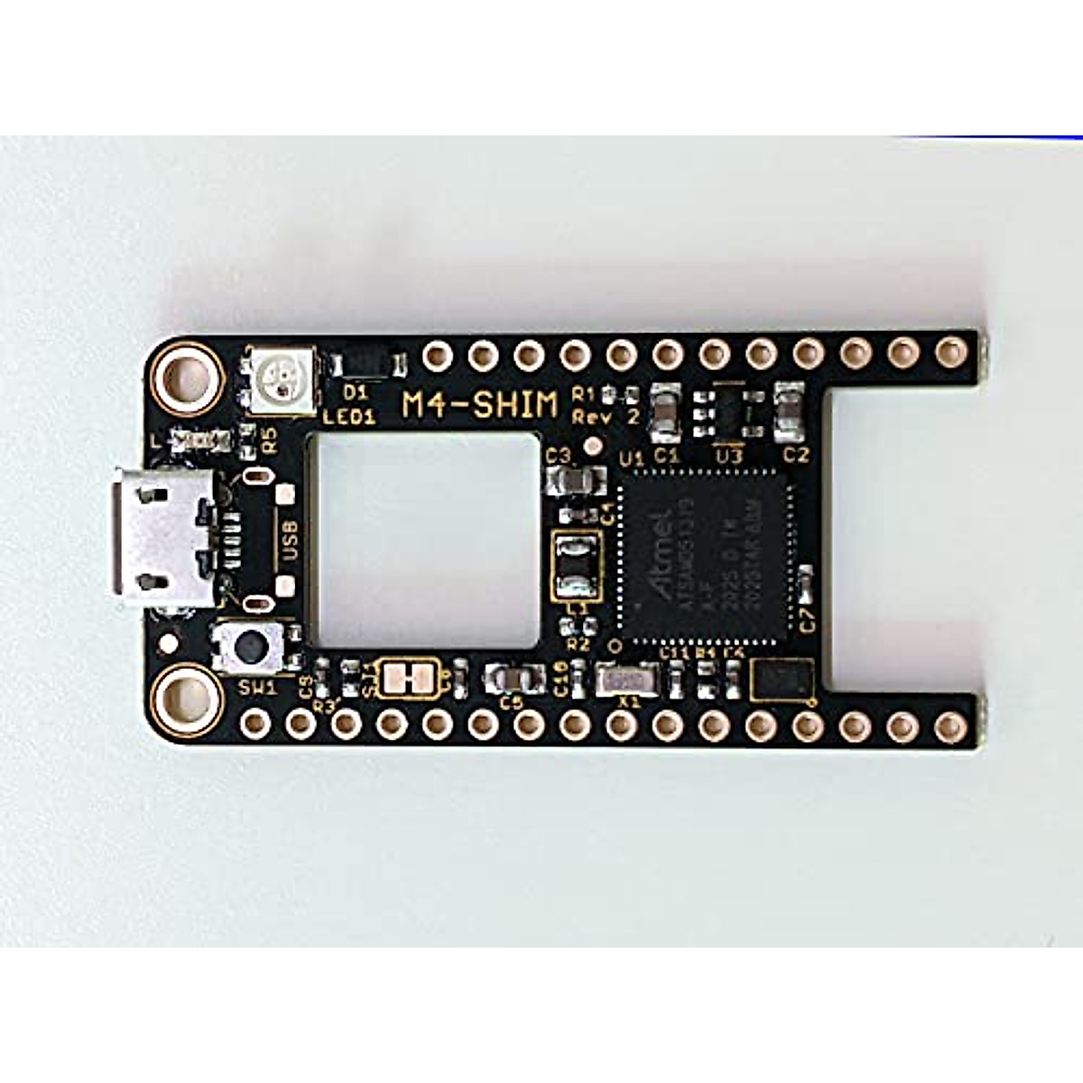 Silicognition M4-Shim - Feather M4 That fits on top of The PoE-FeatherWing for Ultra-Compact PoE Builds (Vertical USB)