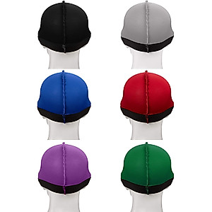 6 Pieces Silky Wave Caps for Men Kids 360 Wave Durag Cap Elastic Wave Velvet Hat (Black, Silver, Red, Green, Purple, Blue)