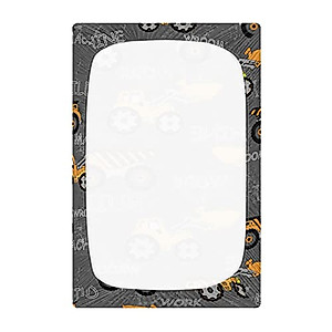 Mazeann Build Truck Car Crib Sheets Soft Breathable Fitted Baby Crib Sheets Mattress Cover for Girl Boys, 52" x 28" x 9"