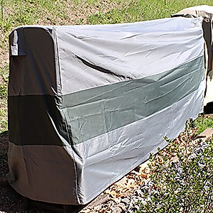 Sunnydaze Log Rack Cover - Gray with Green Stripe - 300D Polyester with PVC Backing - Heavy Duty Outdoor Accessory for Patio, Deck and Backyard - 5-Foot