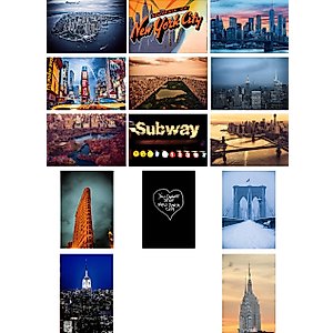 Set of 12 Large New York Refrigerator Magnets Souvenir Set of 3" x 4.5" Fridge Magnets with Great Printing Quality. Made in USA